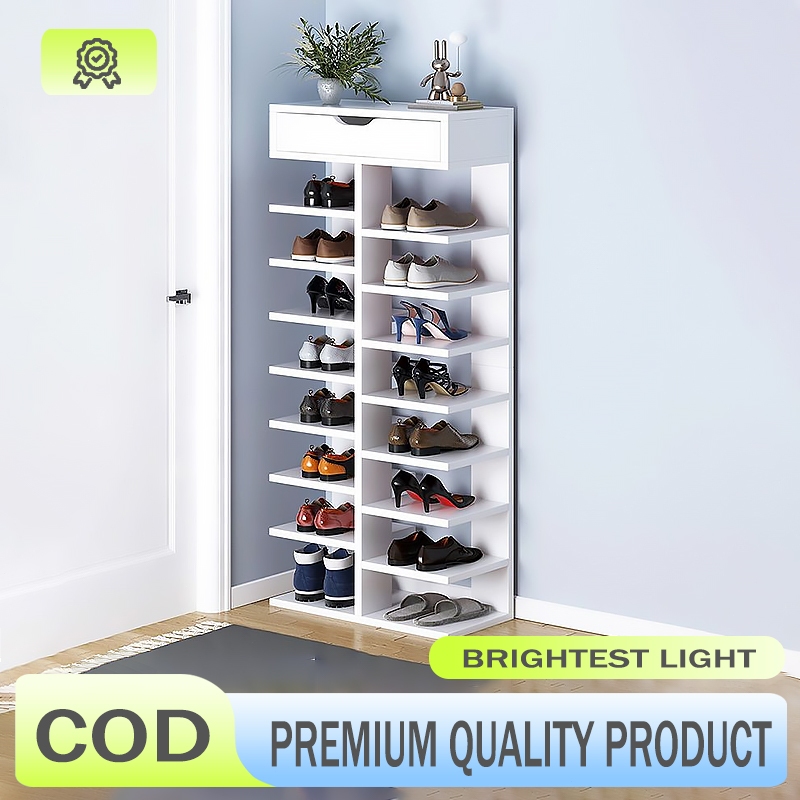 Wooden multilayer large capacity shoe rack with drawers/entrance shoe ...