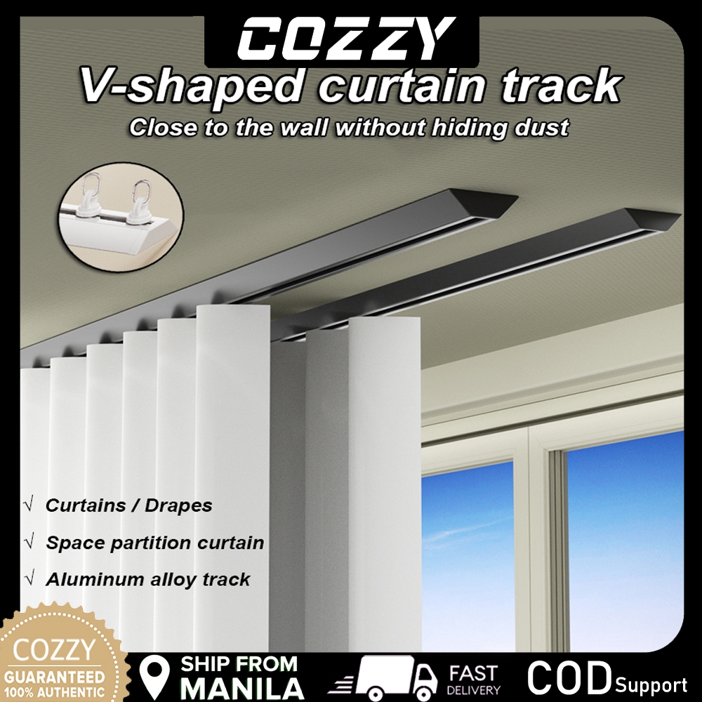 Aluminum Alloy Curtain Track V-shaped ultra-thin Curtain Rod single and ...