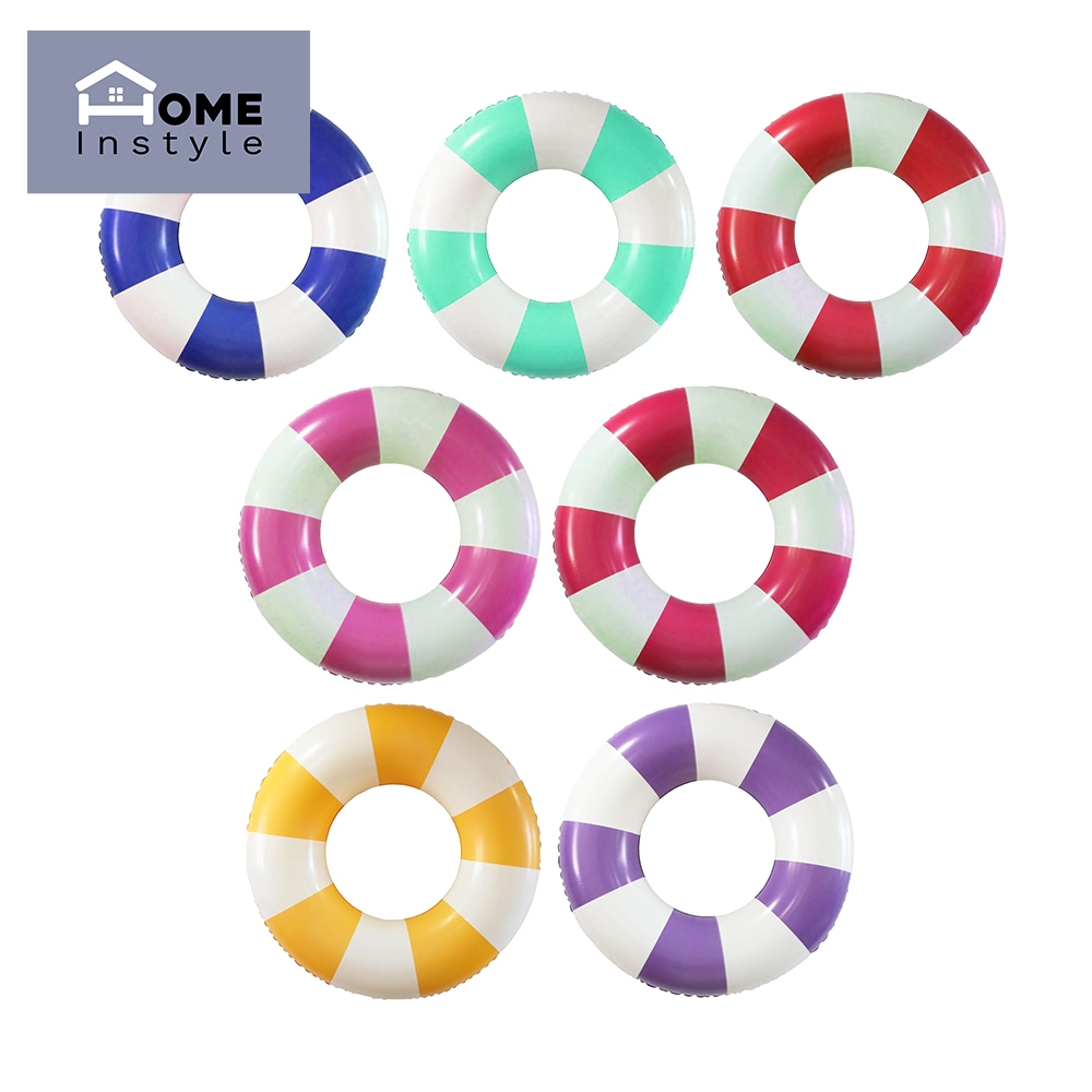 PVC Inflatable Swim Ring Colorful Striped Swimming Circle Floater For ...