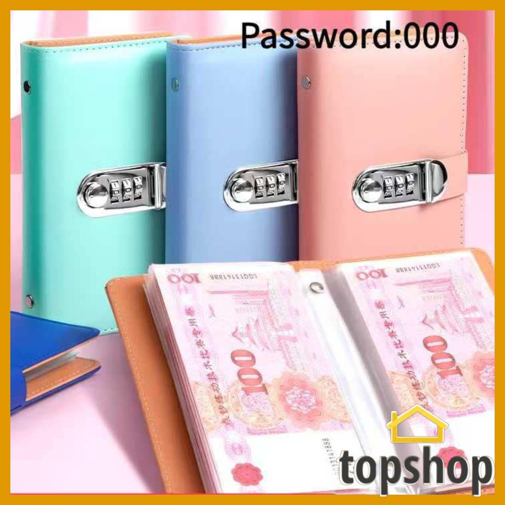 Password Savings Book Money Challenge Envelope Book Binder PU Leather ...