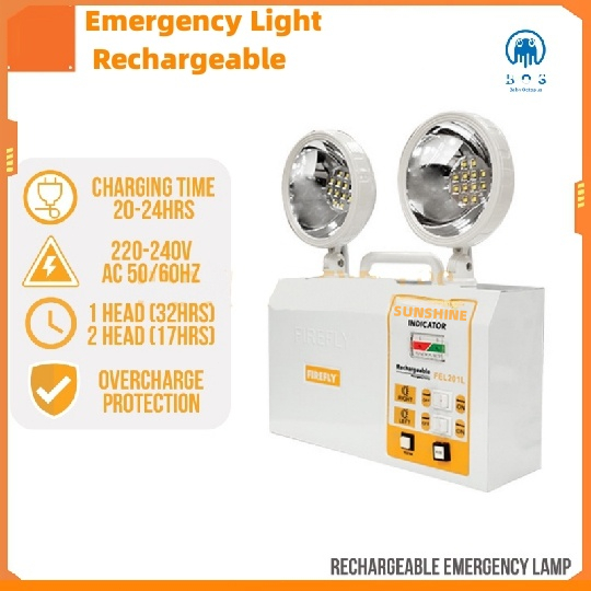 BOS*Rechargeable LED Twin Head Emergency Light Twinhead Quick Response ...