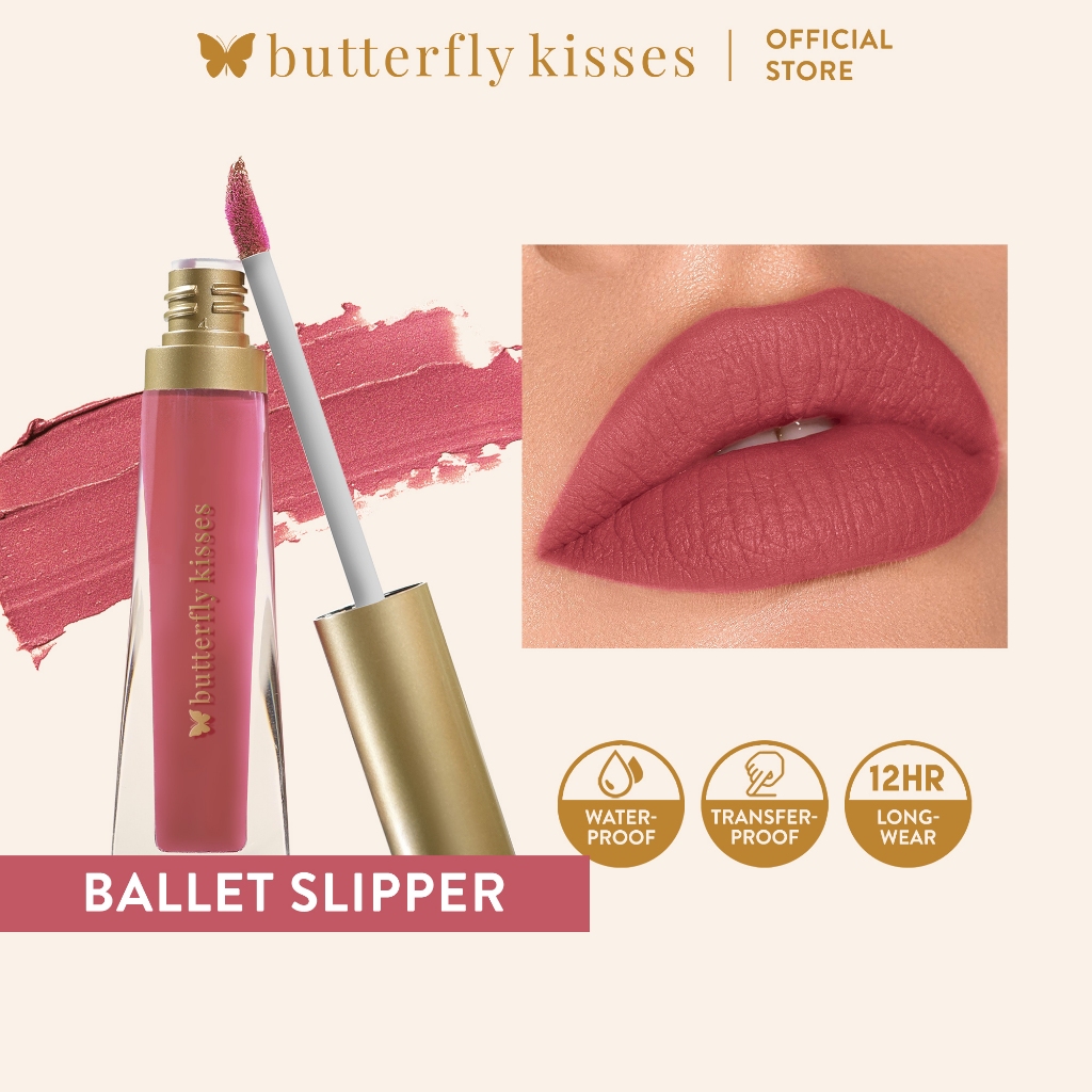 Butterfly Kisses Ballet Slipper Waterproof Creamy Matte Liquid Lipstick ...
