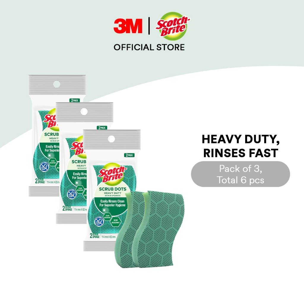 [BUNDLE OF 3] 3M™ Scotch-Brite® Heavy Duty Scrub Dots, Rinses Fast and ...