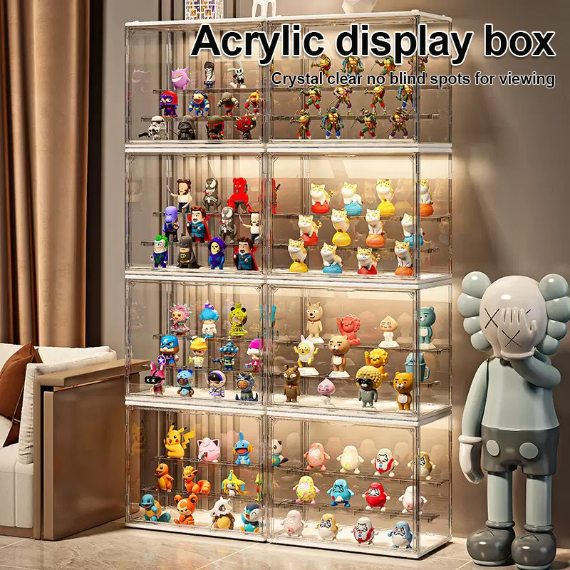 Acrylic Display Case Boxes Transparent Popmart Toy Storage Organizer ...