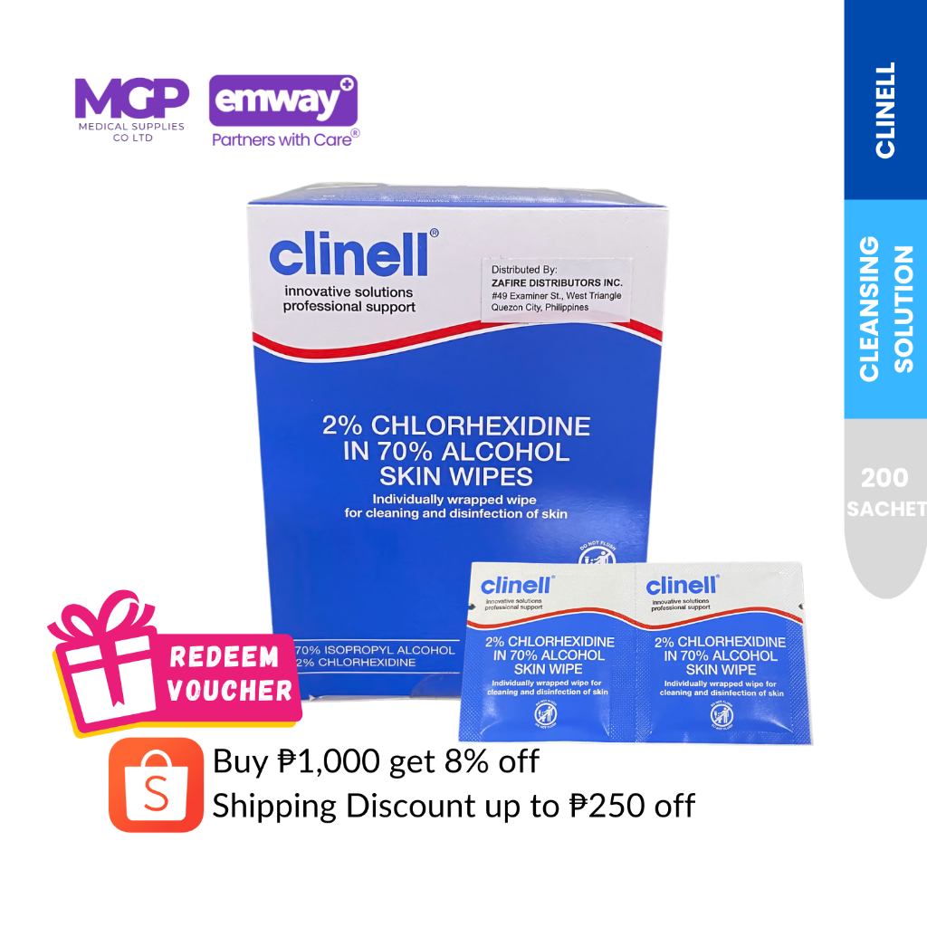 Clinell Alcohol Skin Wipes 2% Chlorhexidine in 70% Alcohol Skin Wipes | Shopee Philippines