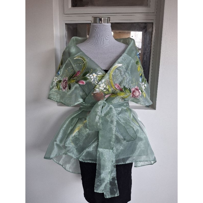 Sage green millys modern filipiniana wrap around freesize medium-xl ...