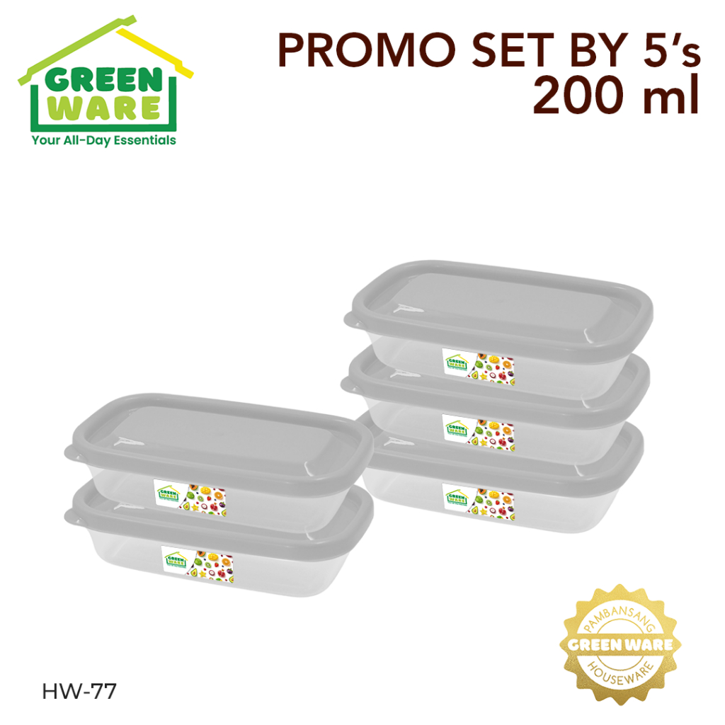 Greenware Rectangular Food Keeper Storage Set by 5 pcs 200ml HW-77 ...