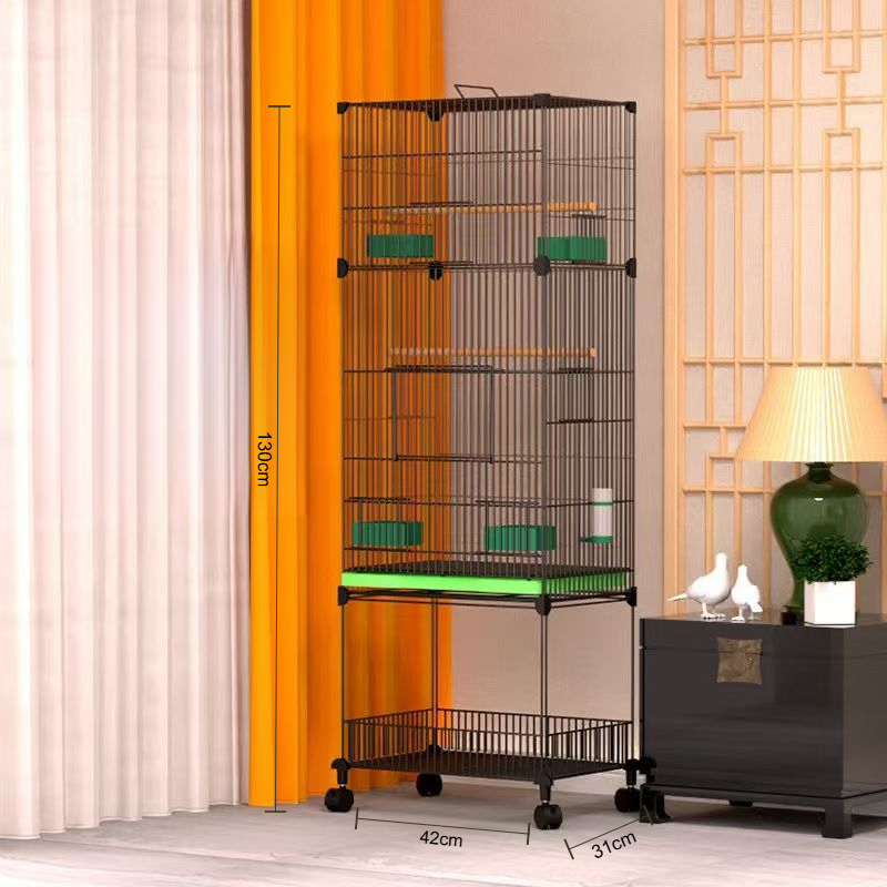 130cm Tall Wrought Iron Bird Cage - Spacious Metal Aviary for Indoor ...