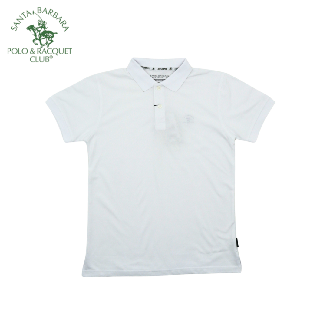 Santa Barbara Polo and Racquet Club Plain White Polo Shirt for Men with ...