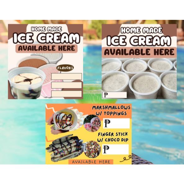 Marshmallows Topping Ice cream Flavors Signage - Meryenda Business, For ...