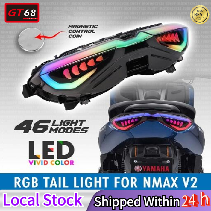 Yamaha Nmax V2 Tail Light RGB Smoke Lens 46Modes LED VIVID Color Plug ...