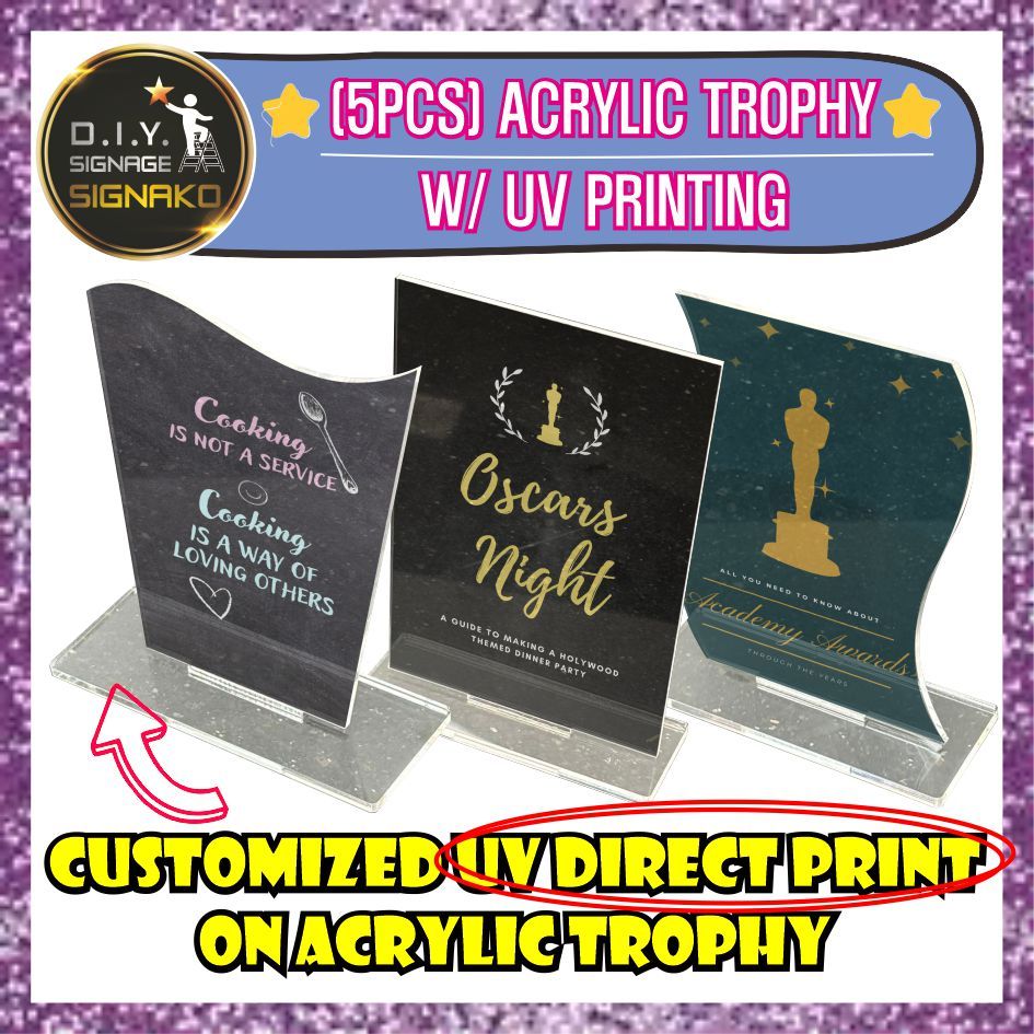 5Pcs) Plaque UV Direct Print on Clear Acrylic / Transparent Trophy ...