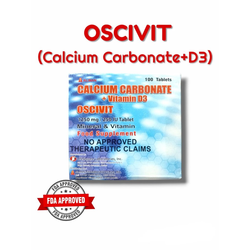 OSCIVIT (Calcium Carbonate + Vitamin D3) 1250mg/250IU Tablet Vitamin ...