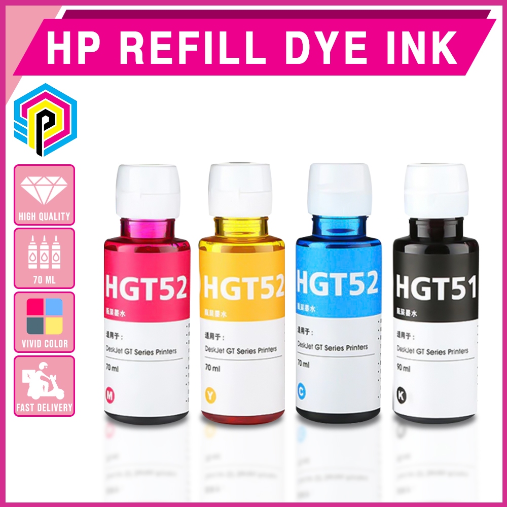HP GT51/GT52 70ml Refill Dye Ink Compatible For HP GT 5810 5820 Inkjet ...