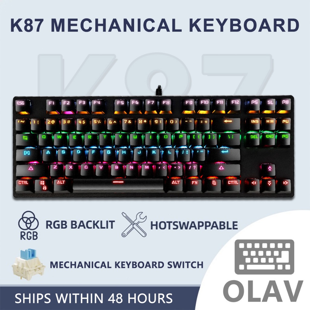 OLAV K87 Mechanical Keyboard LED Backlit Gaming Keyboard And Mouse Set ...