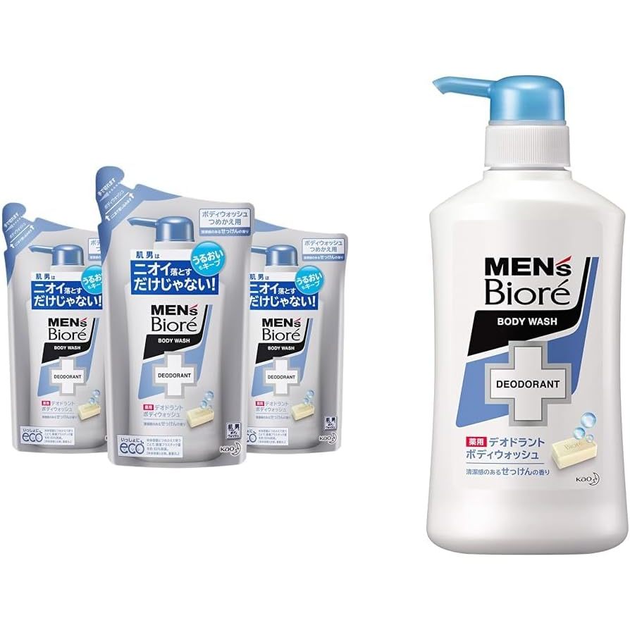 Men's Biore [Set purchase] [Collective purchase] Deodorant Body Wash Refill 380ml x 3 pieces ...