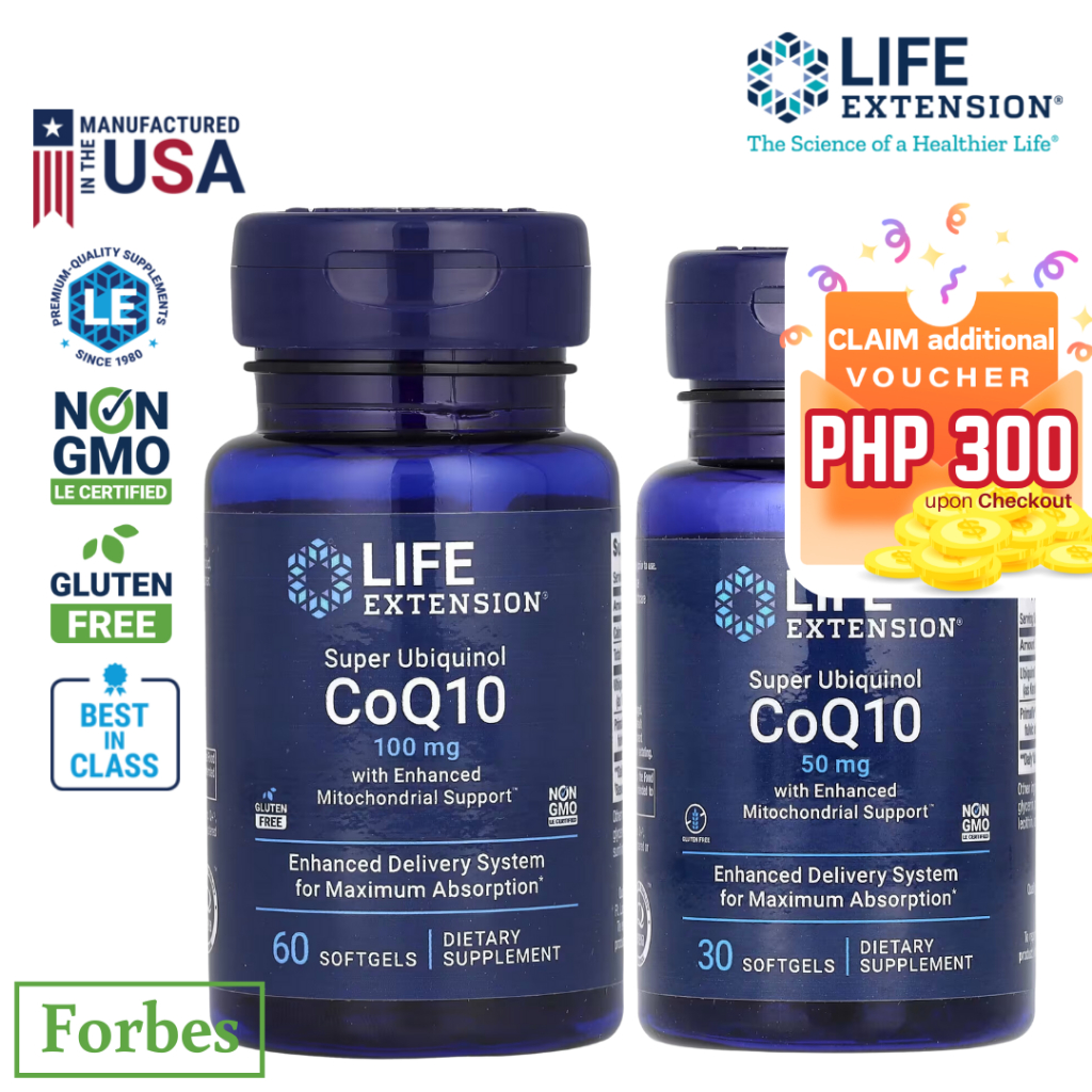 Life Extension Super Ubiquinol CoQ10 100 mg Mitochondrial Support for Heart and Energy 30–60 ...