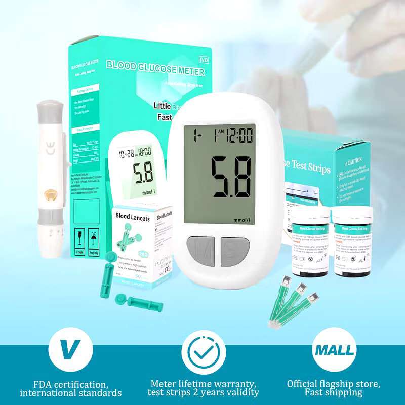 Glucose Meter Monitor with Test Complete Set Blood Glucose Meter Strips ...
