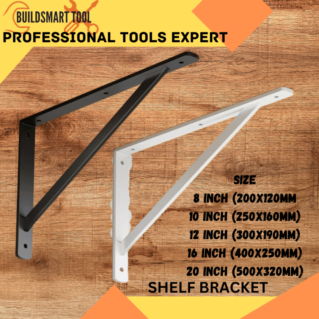 BuildSmart Heavy-Duty Metal Shelf Bracket - Wall Mounted L-Shaped ...