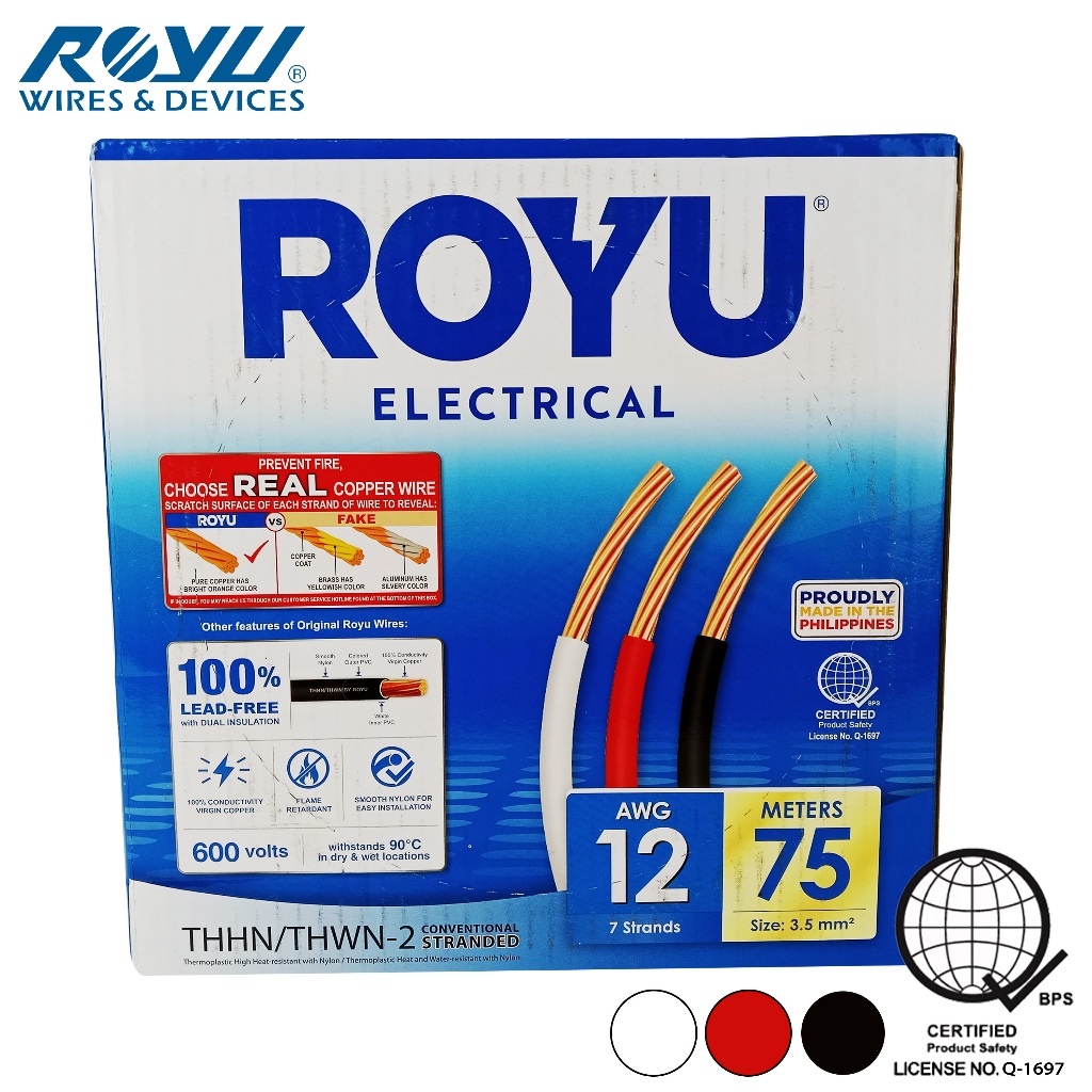 Royu by Winland THHN/THWN Stranded Wire 3.5mm² RTN12A Stranded 75 ...