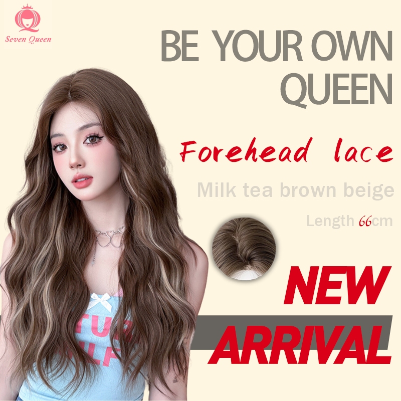 "Seven Queen" [LACE FOREHEAD] 66cm Big scalp middle part tea brown long ...