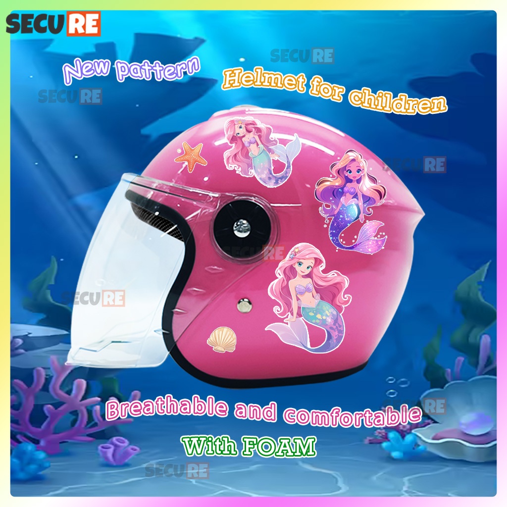 Children's Half Face Helmet For kids With Cute Pattern DIY Sticker ...