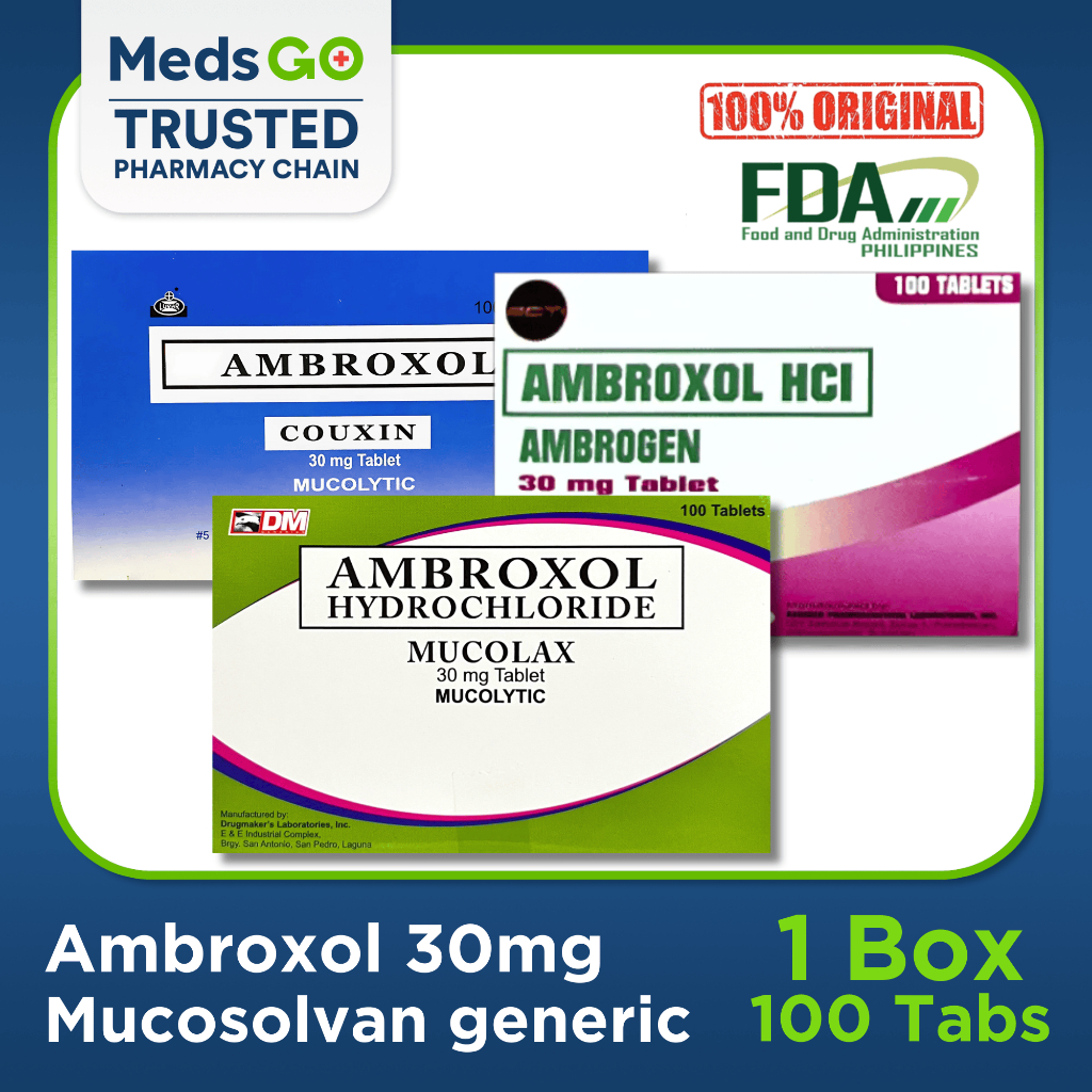Ambroxol 30mg for Kids and Adults - 1 Box x 100 Tablets (Mucosolvan ...