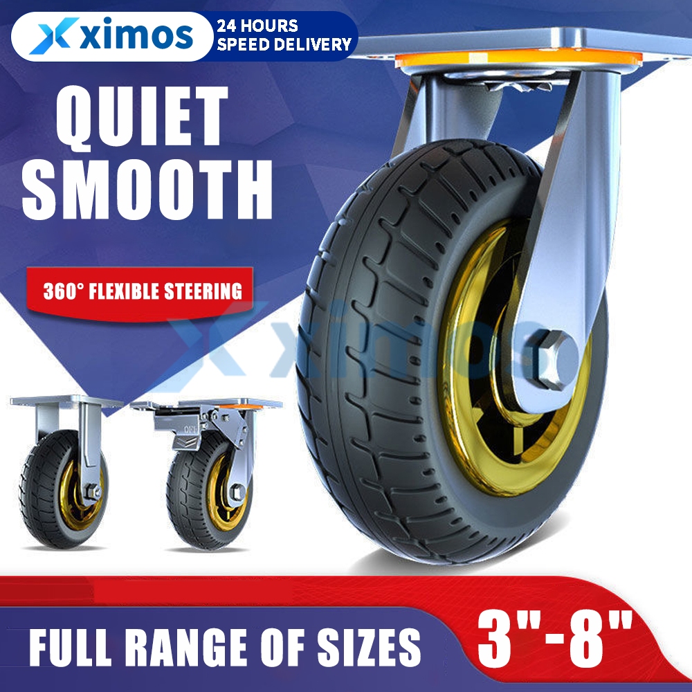 Xximos 3-8 Inch Universal Caster Wheel Silent Solid Rubber Caster High ...