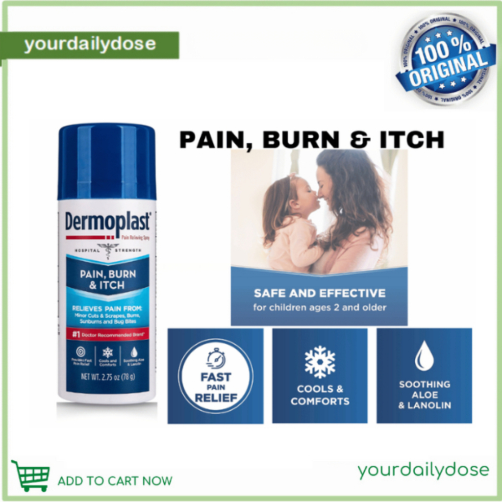 Dermoplast Pain, Burn & Itch Relief Spray/First Aid Antibacterial Spray ...