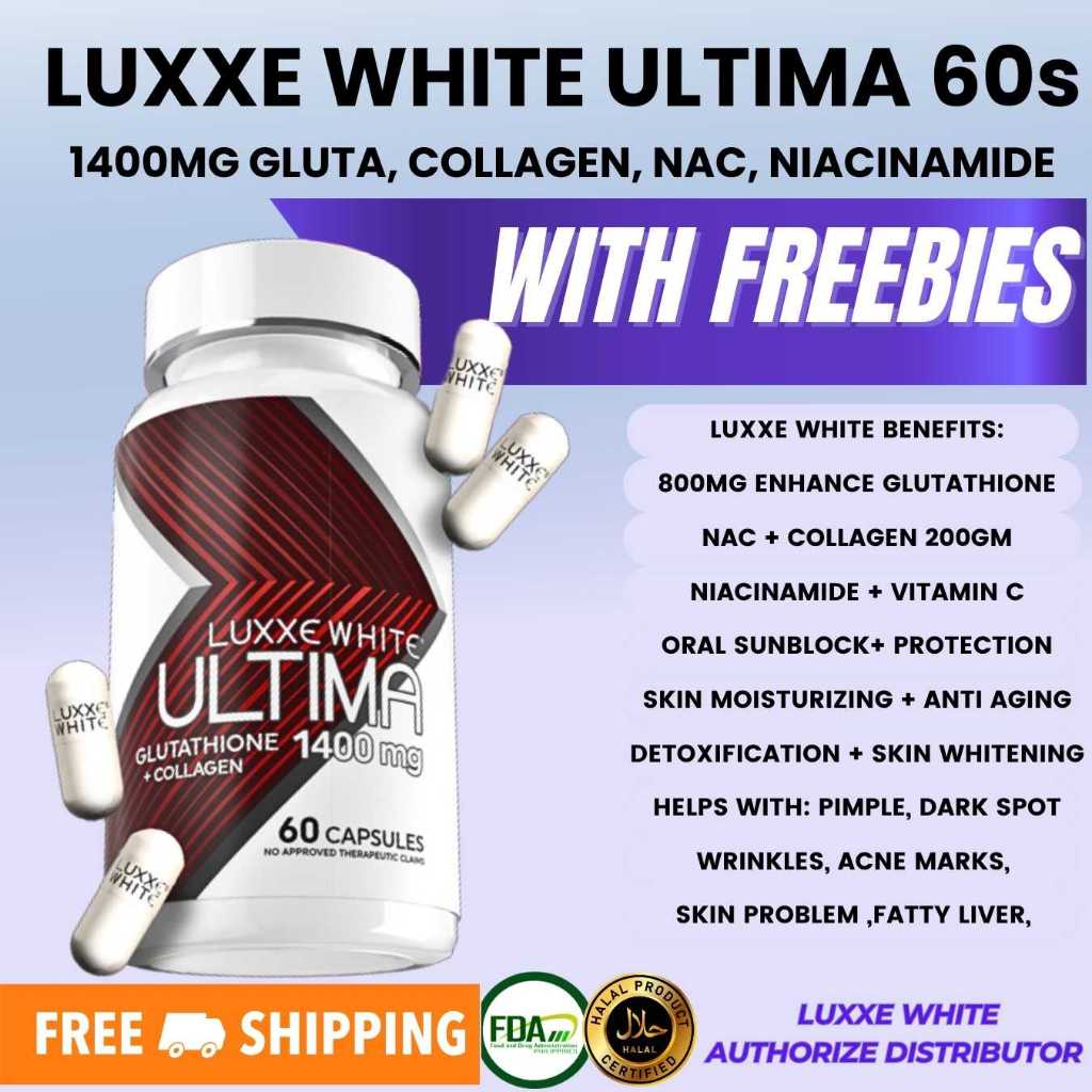 LUXXE WHITE ULTIMA 60s 1400MG GLUTATHIONE COLLAGEN NIACINAMIDE PAMPAPUTI SUNBLOCK FRONTROW ...