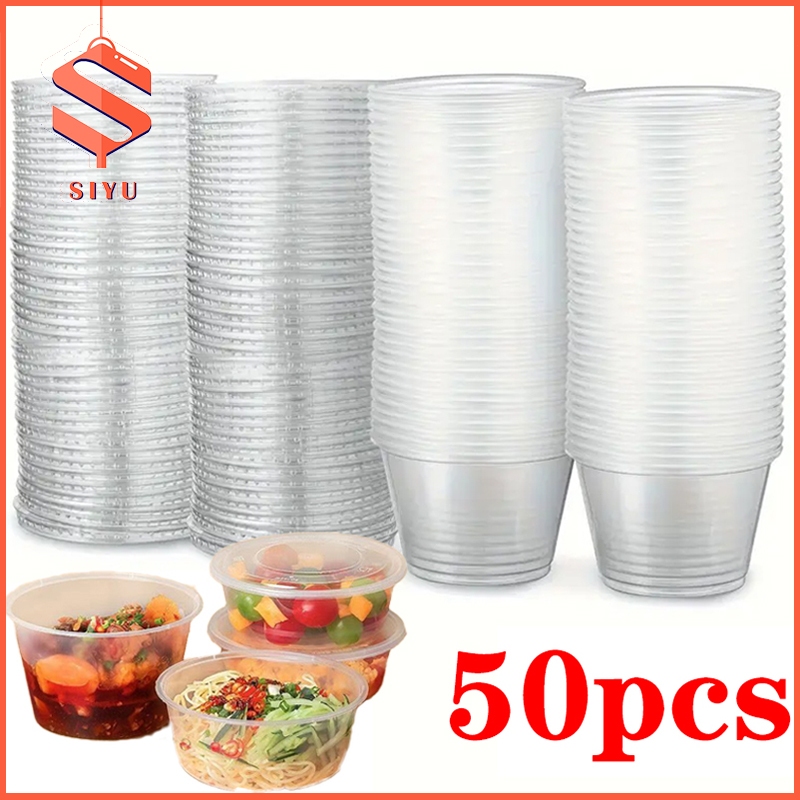 50Pcs Food Container Disposable Transparent Meal Box Lunch Box ...