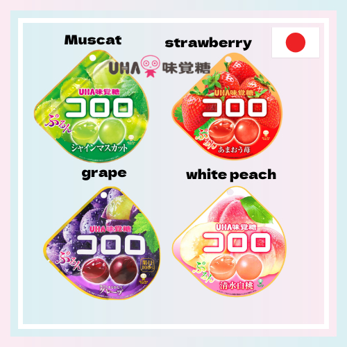UHA Mikakuto Gummy "Cororo" Gummy/Shimizu White Peach/Grape/Shine ...