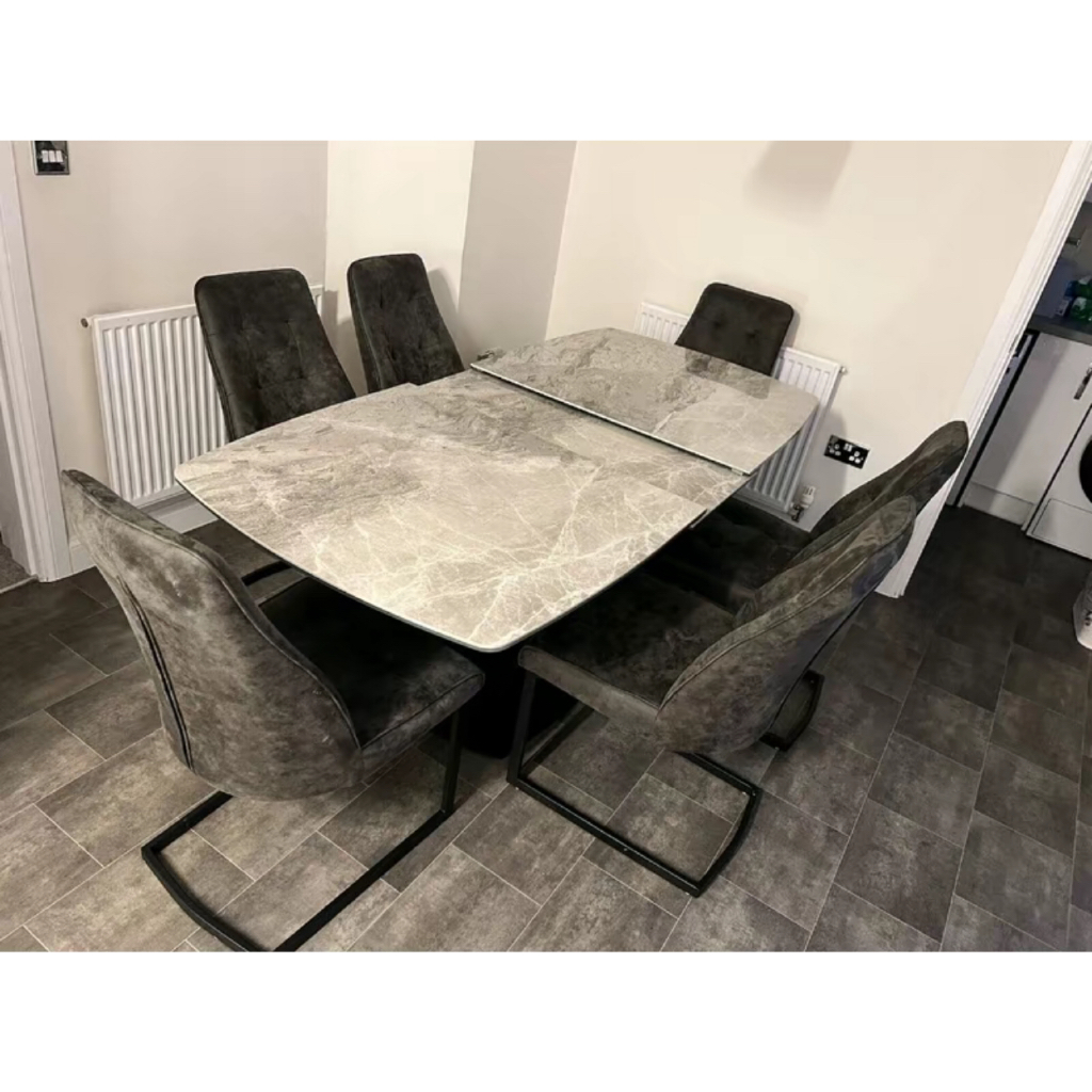 Merlin Large Extending Dining Table with 6 Chairs Dining Set | Shopee ...