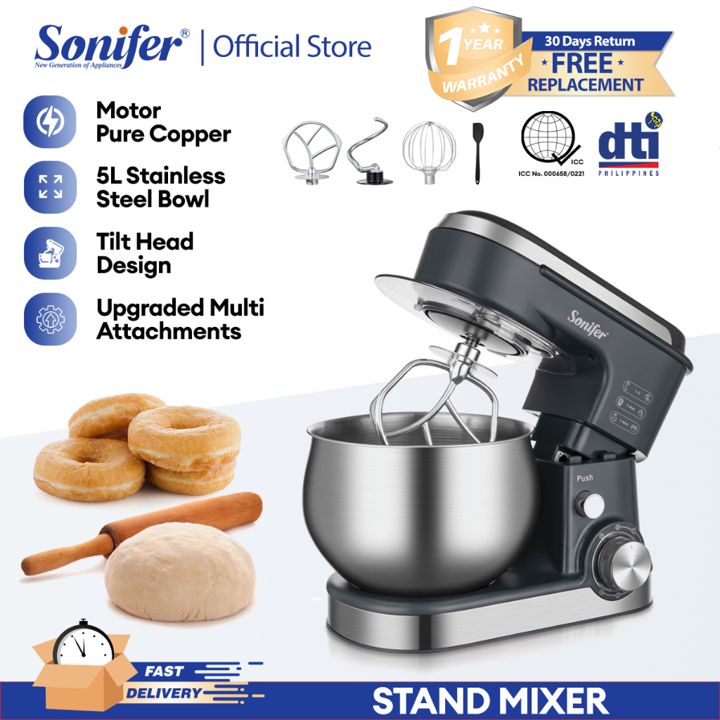 Sonifer Stand Mixer Multi-function Mixer 1200W 5L Food Mixer 304 ...