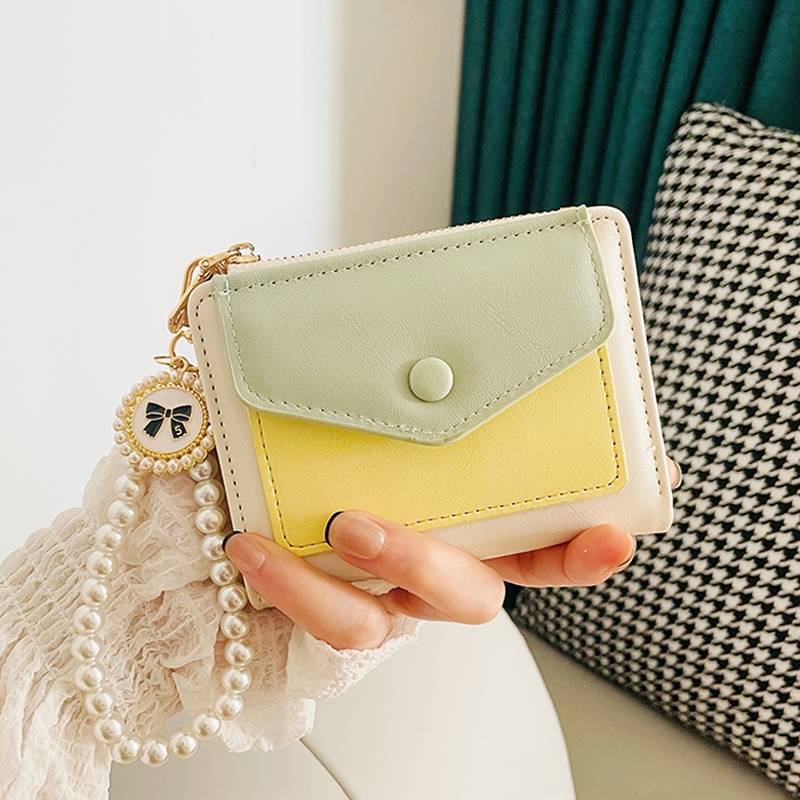 YoYo Contrast color zipper card holder fashionable large capacity bi ...