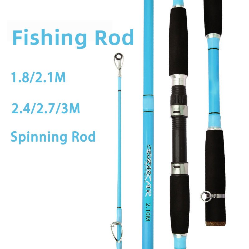 Fishing Rod 1.8/2.1/2.4/2.7/3M Yellow Blue Spinning Rod Strong Pulling ...