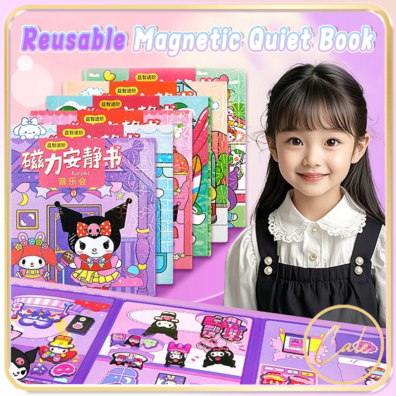 Cartoon Magnetic Kuromi Paper Toys Sanrio Quiet Book Dress Up Sticker ...