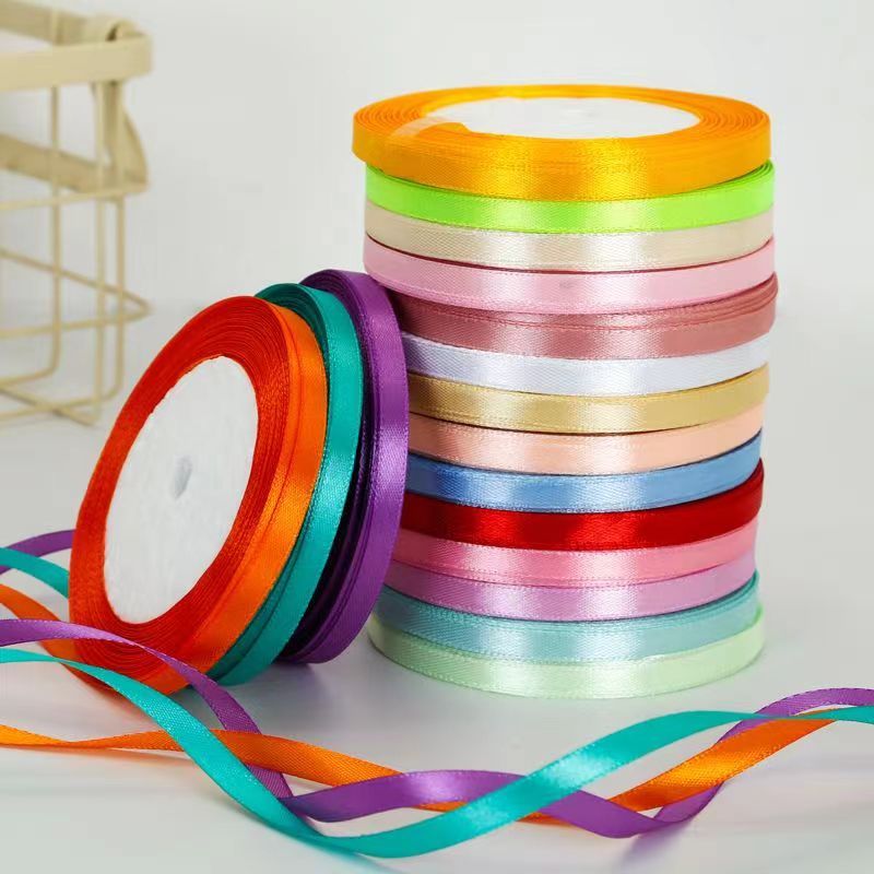 6mm (25 yards/roll) Satin Ribbon Roll Gift Packaging Ribbon Flower ...