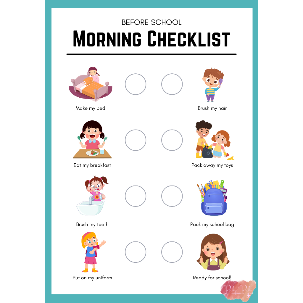 Laminated Before School Checklist Chart | A4 Size | Shopee Philippines