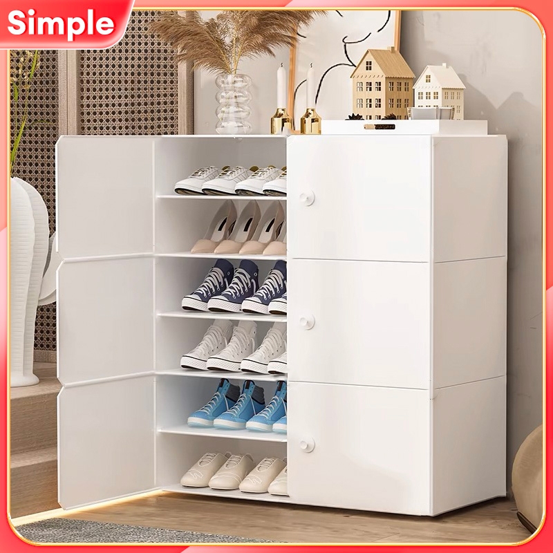 Simple shoe cabinet shoe rack shoe storage box foldable transparent ...