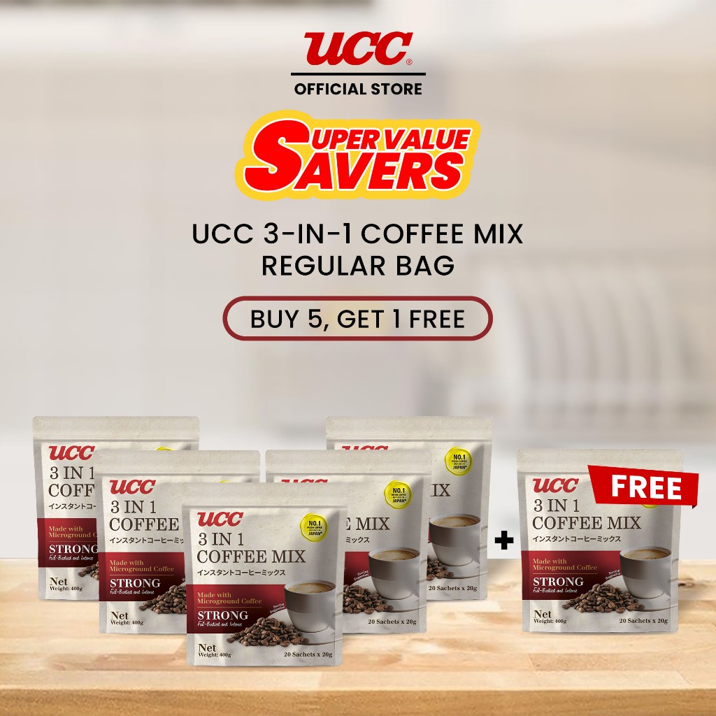 UCC 3-in-1 Coffee Strong Bag 20g x 20 (Bundle of 5) Plus 1 FREE | Shopee Philippines