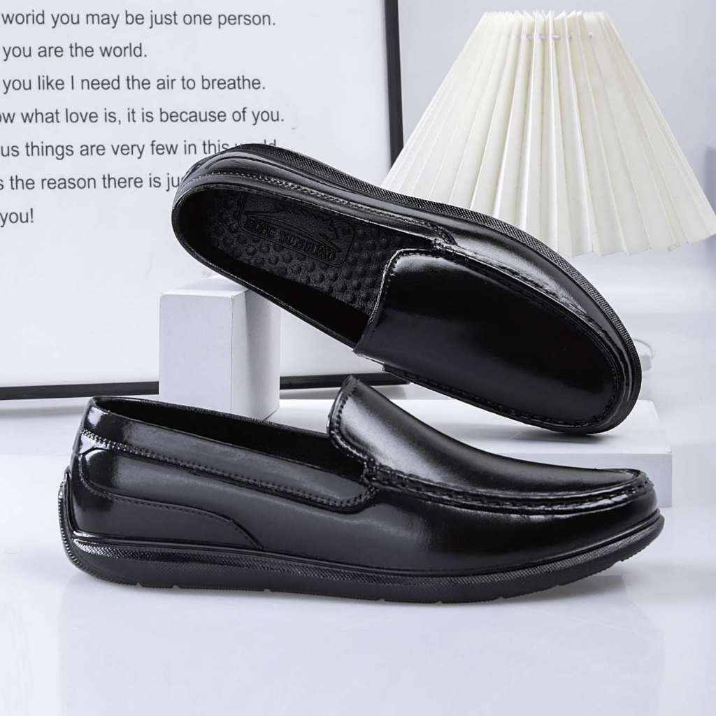 Rudder shoes Black shoes for MEN'S school and office | Shopee Philippines