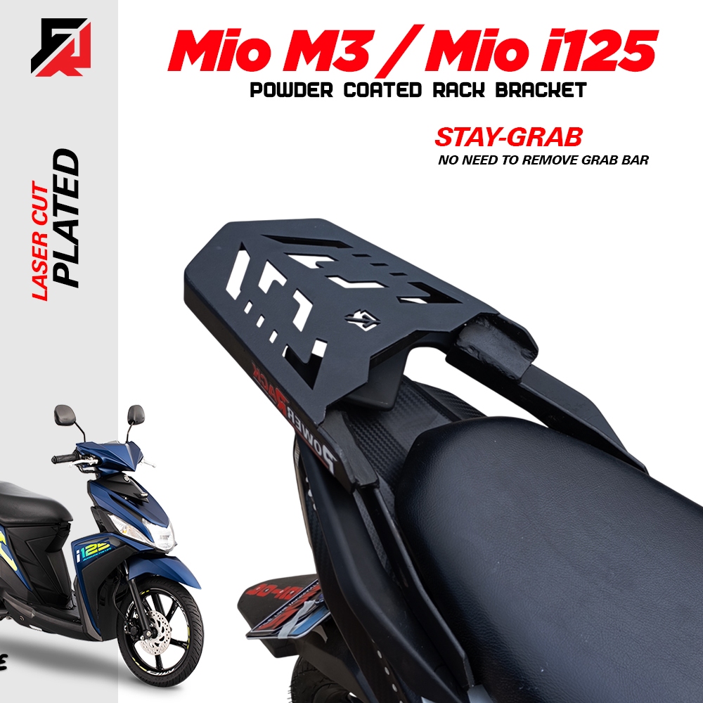 YAMAHA MIO M3/GEAR/MIO i 125 TOPBOX BRACKET BLACK POWDER COATED HEAVY ...