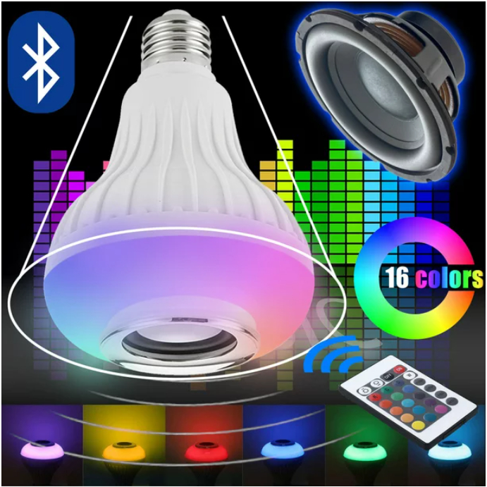 Led Music Bulb with Bluetooth Speaker RGB Multicolor Adjustable ...