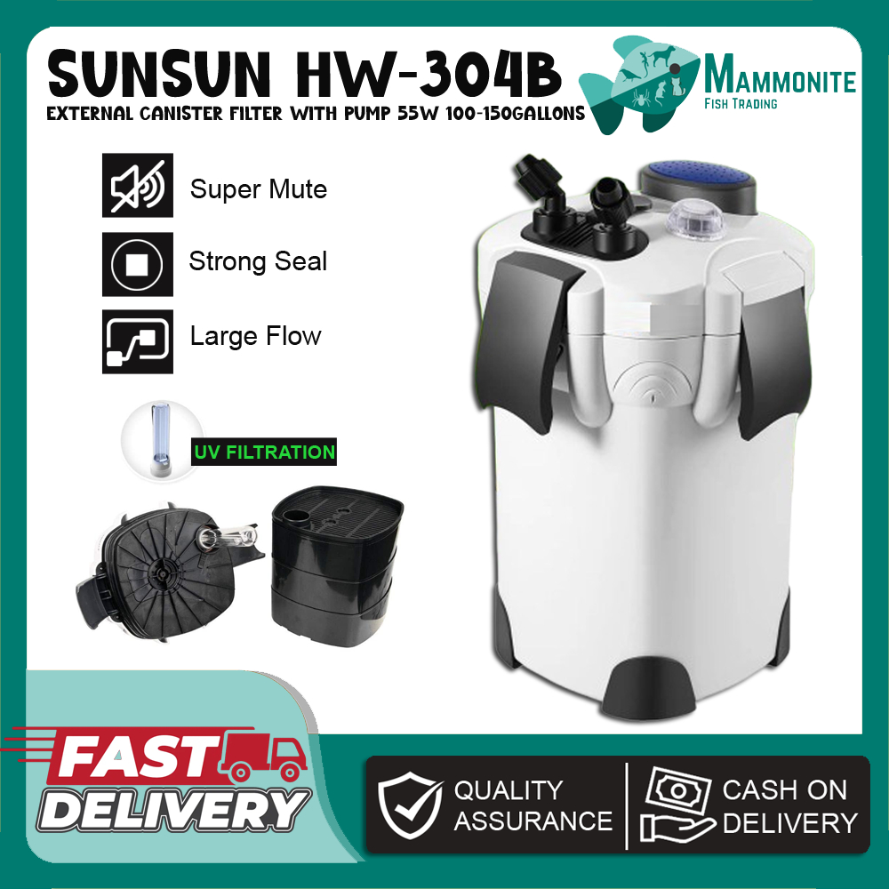 Sunsun External Filter HW-304B Canister With Pump 55 Watts 2000 L/H For ...