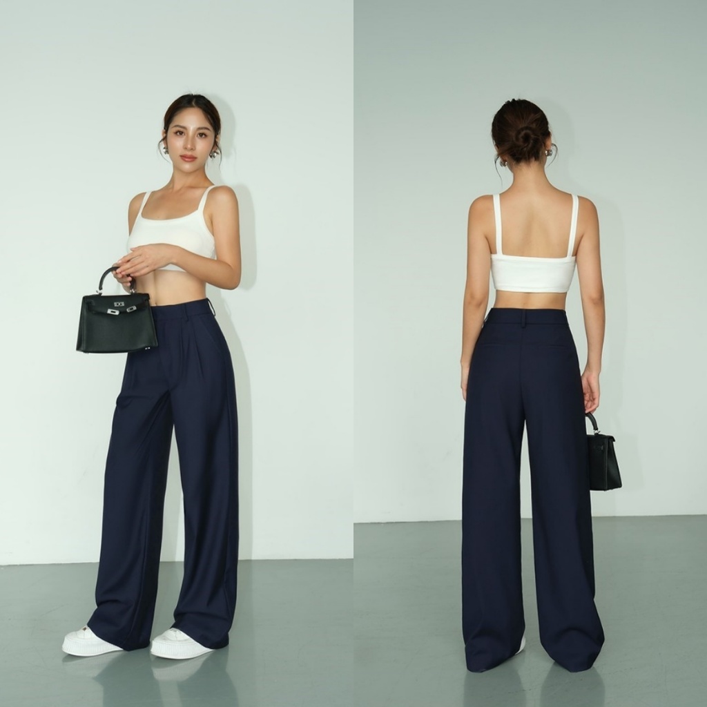 Kinwoo No Garter High Rise Wide Leg Flowy Trouser | Shopee Philippines