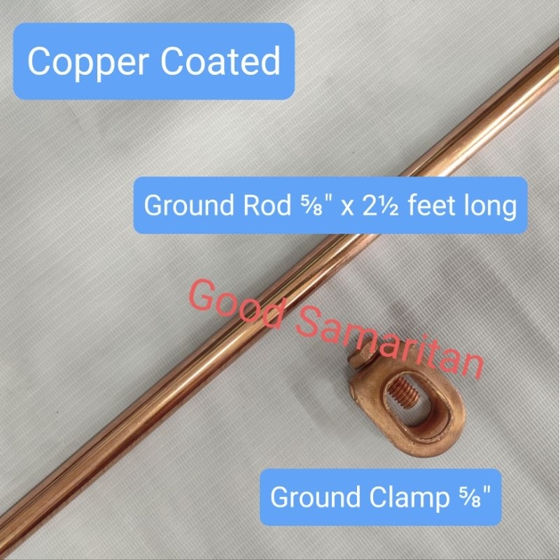 Ground Rod 5/8" x 2.5 2½ or 4¾ feet Copper Plated with or without ...