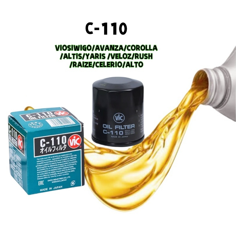 VIC C-110 Oil Filter For TOYOTA COROLLA VIOS WIGO AVANZA ALL MODEL ...