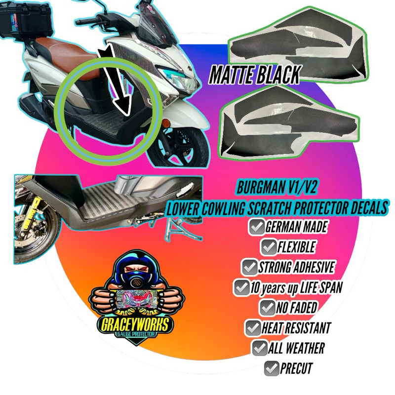 BURGMAN EX/V1 LOWER COWLING SCRATCH COVER DECALS/ STICKER | Shopee ...