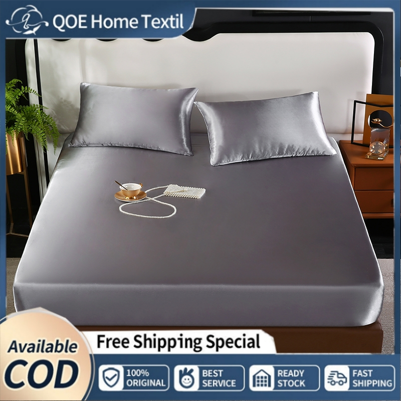 3in1 SATIN SILK Bedsheet Satin Silk Bedsheet Fully Garterized Bedsheet ...
